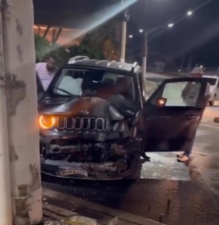 Motorista fica ferido após perder o controle e colidir com poste em Várzea Grande; veja vídeo ...